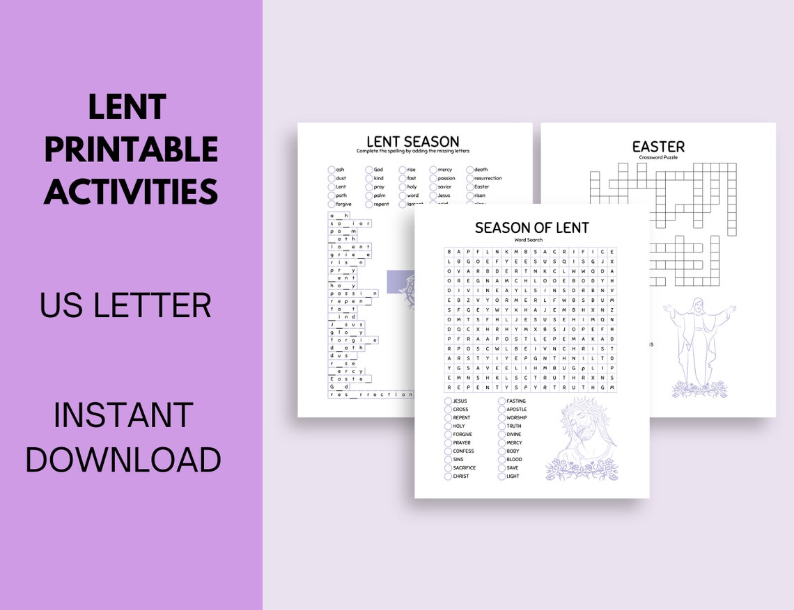 Kids Lenten Instant Download Activity Sheets Ash Wednesday - Etsy