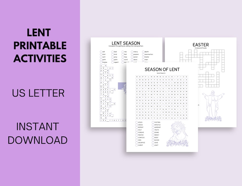 Lenten Activities for Children, Teacher Printable Catholic Lent Sheets ...