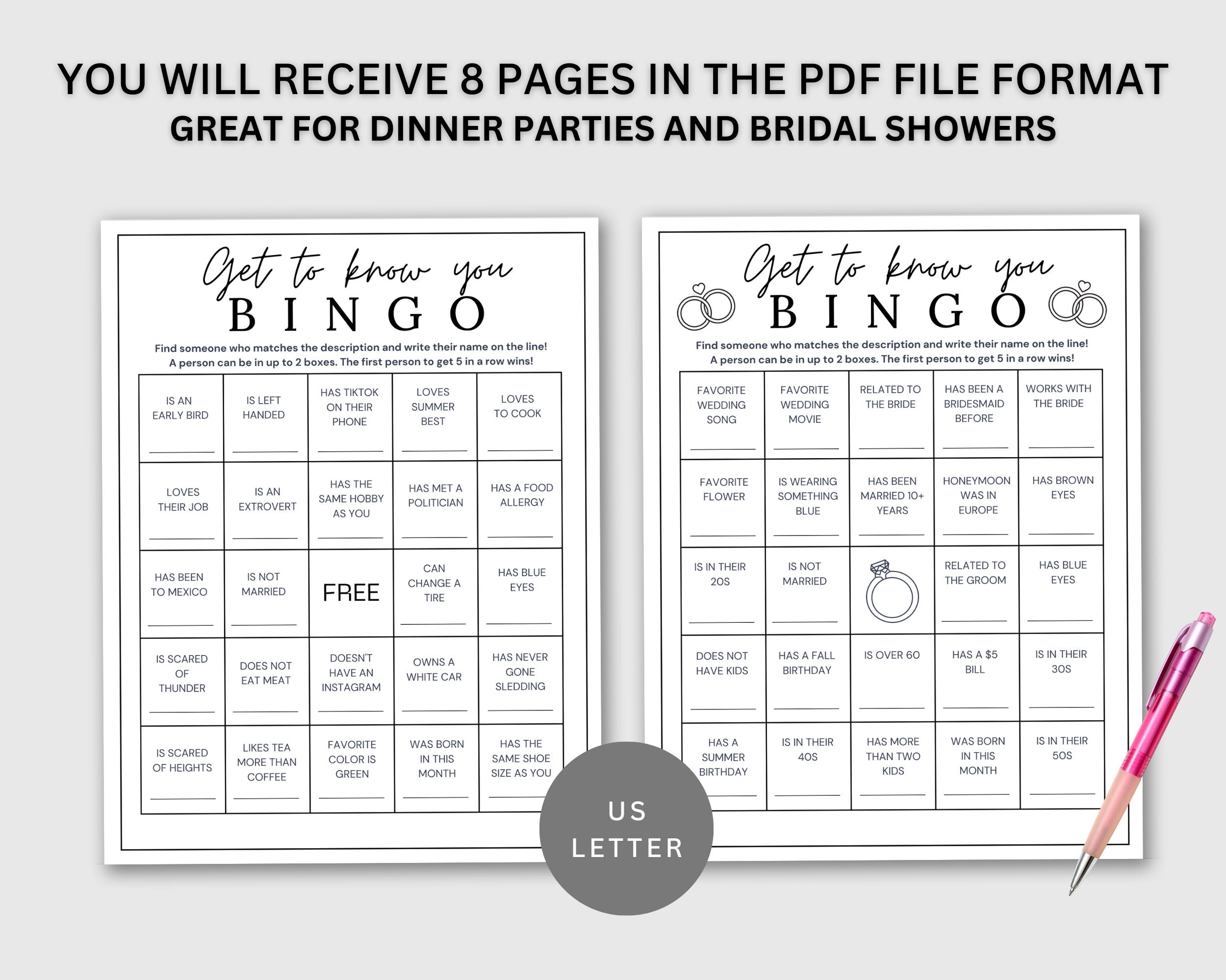 Get to Know You Bingo Game Printable Instant Download, Human Bingo Game ...