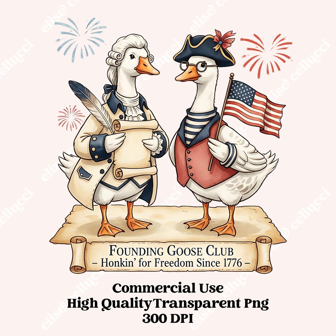 America 250th Anniversary PNG: Funny Patriotic Goose Duo Digital ...