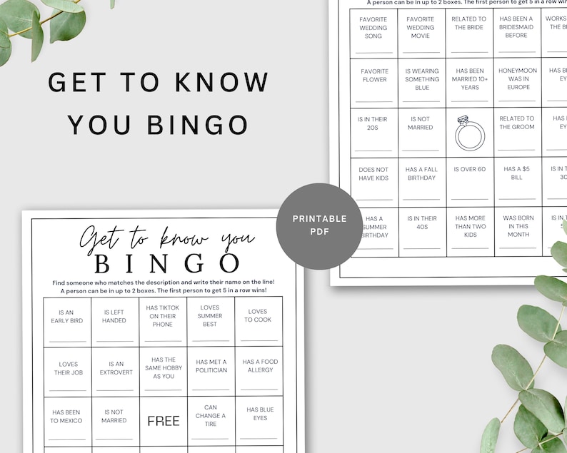Get to Know You Bingo Game Printable Instant Download, Human Bingo Game ...