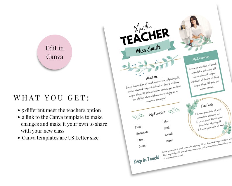 Meet the Teacher Editable Canva Template Canva Template All About Me ...