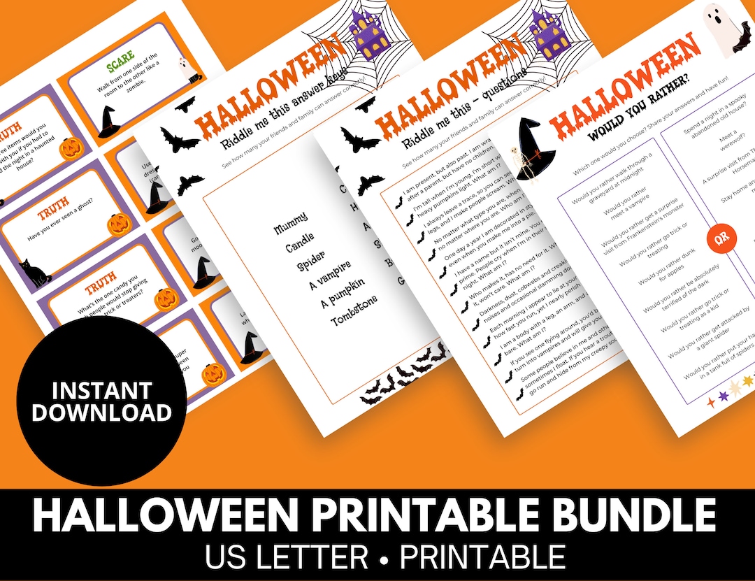 Halloween Printable Games Bundle for the Family. Kid Friendly - Etsy