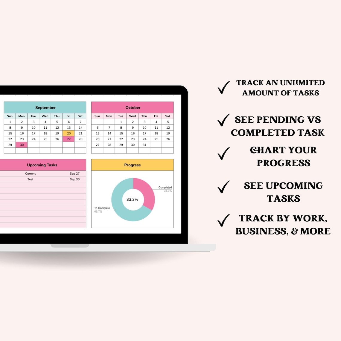 Monthly Calendar Google Sheets 2025, Digital Task Planner, Monthly ...