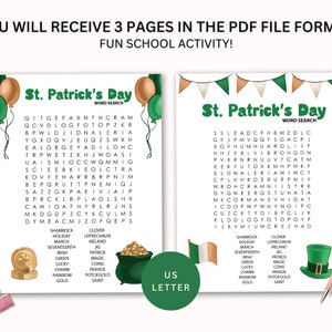 St Patricks Day Printable Activities, Word Search Game for Kids, Fun ...