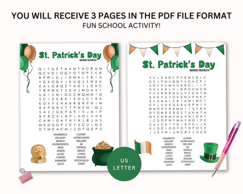 St Patrick's Day Word Search Game, St Patrick's Day Printable Games, St ...