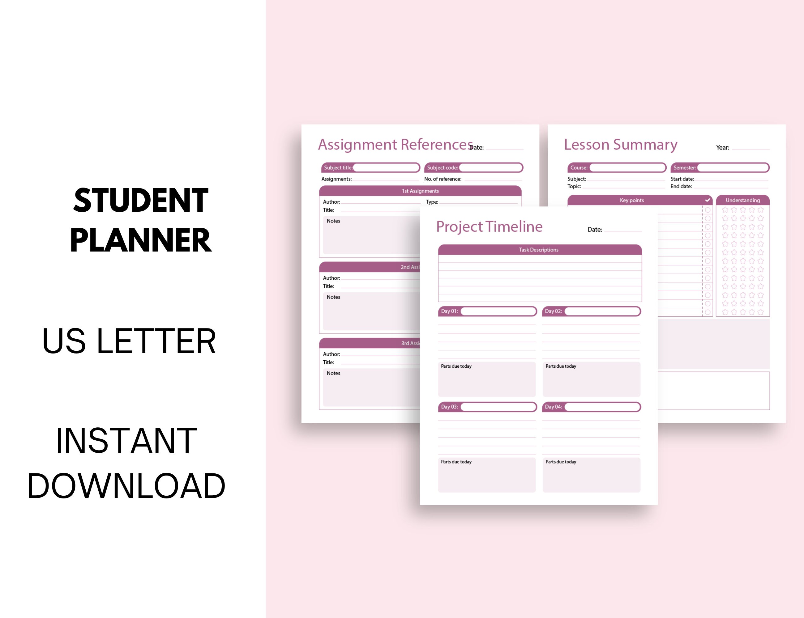 Student Planner Printable, Student Planner Undated, Study Planner ...
