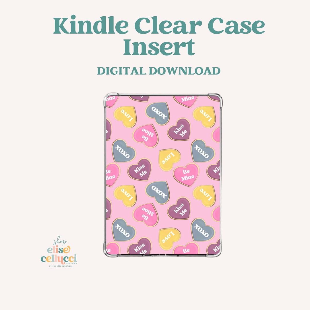 Kindle Clear Case Insert Template, Printable Valentine’s Hearts, Cute ...