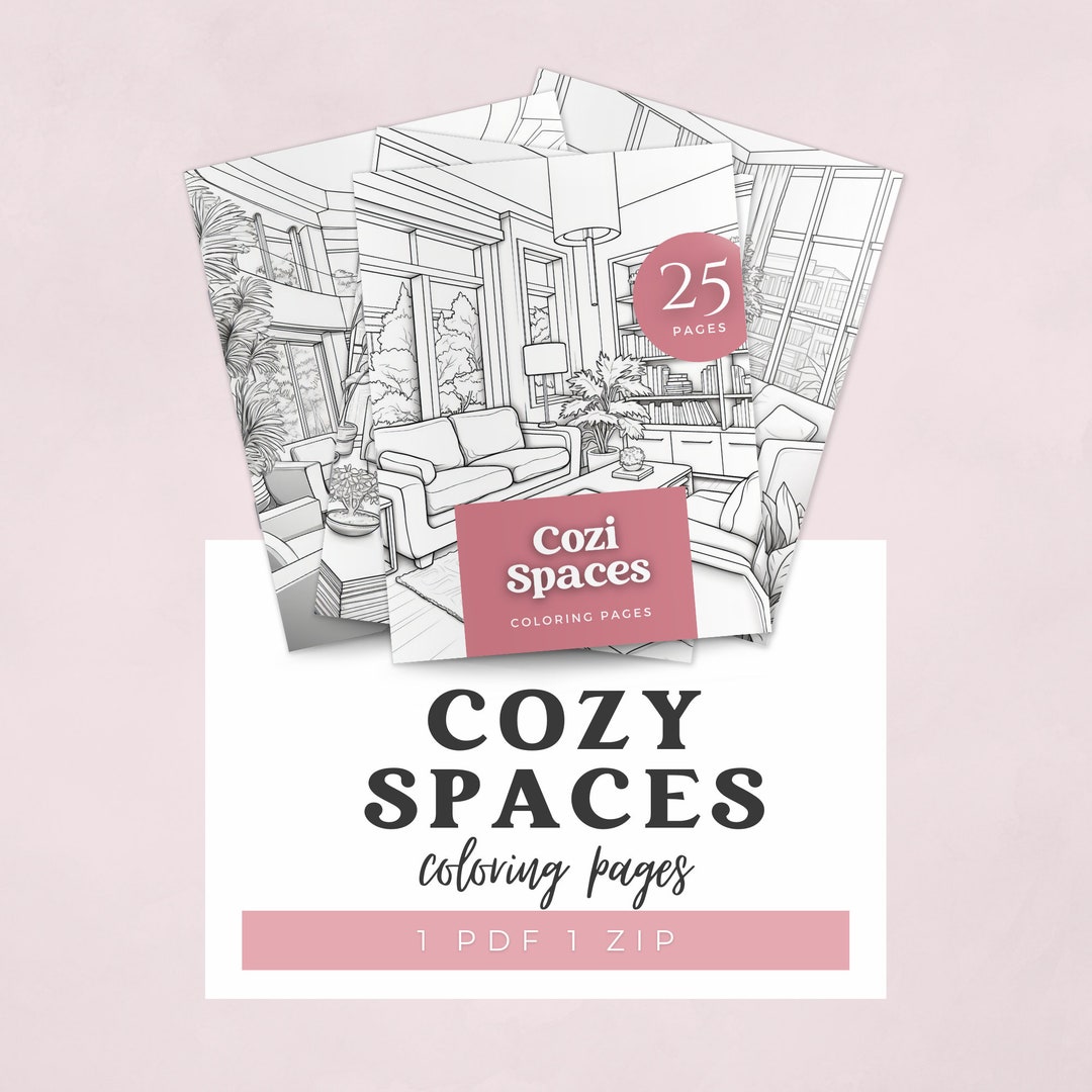Cozy Spaces Interiors PDF Coloring Pages Printable Coloring Pages PNG ...