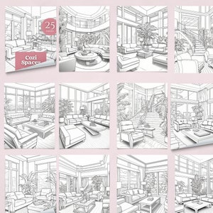 Cozy Spaces Interiors PDF Coloring Pages Printable Coloring Pages PNG ...