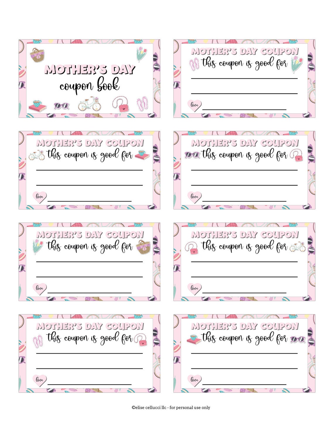 Mother's Day Printable Coupon Book US Letter A4 Digital - Etsy