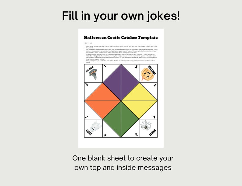 Halloween Printable Cootie Catcher Spooky Joke Teller Halloween Game ...