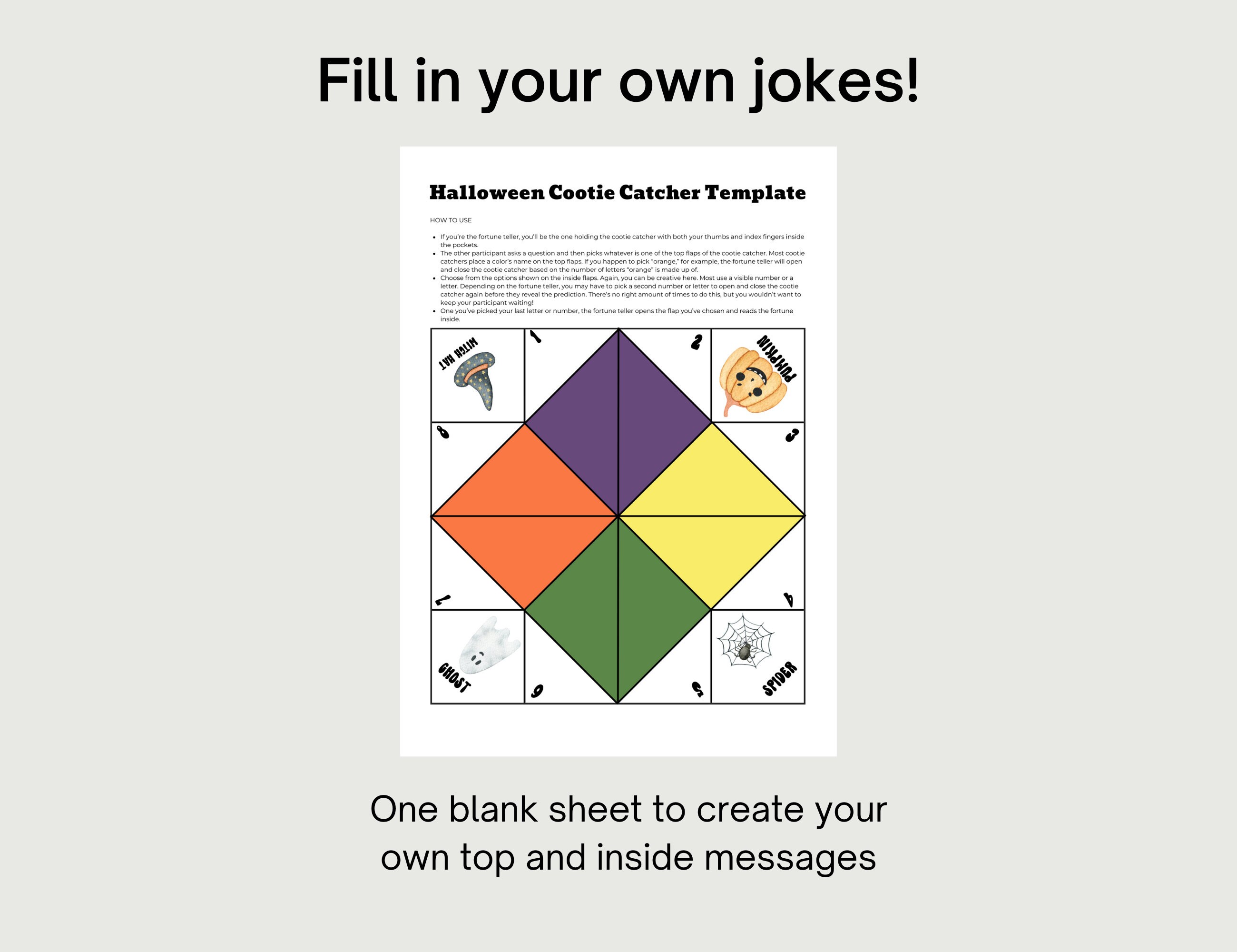 Halloween Printable Cootie Catcher Spooky Joke Teller Halloween Game ...