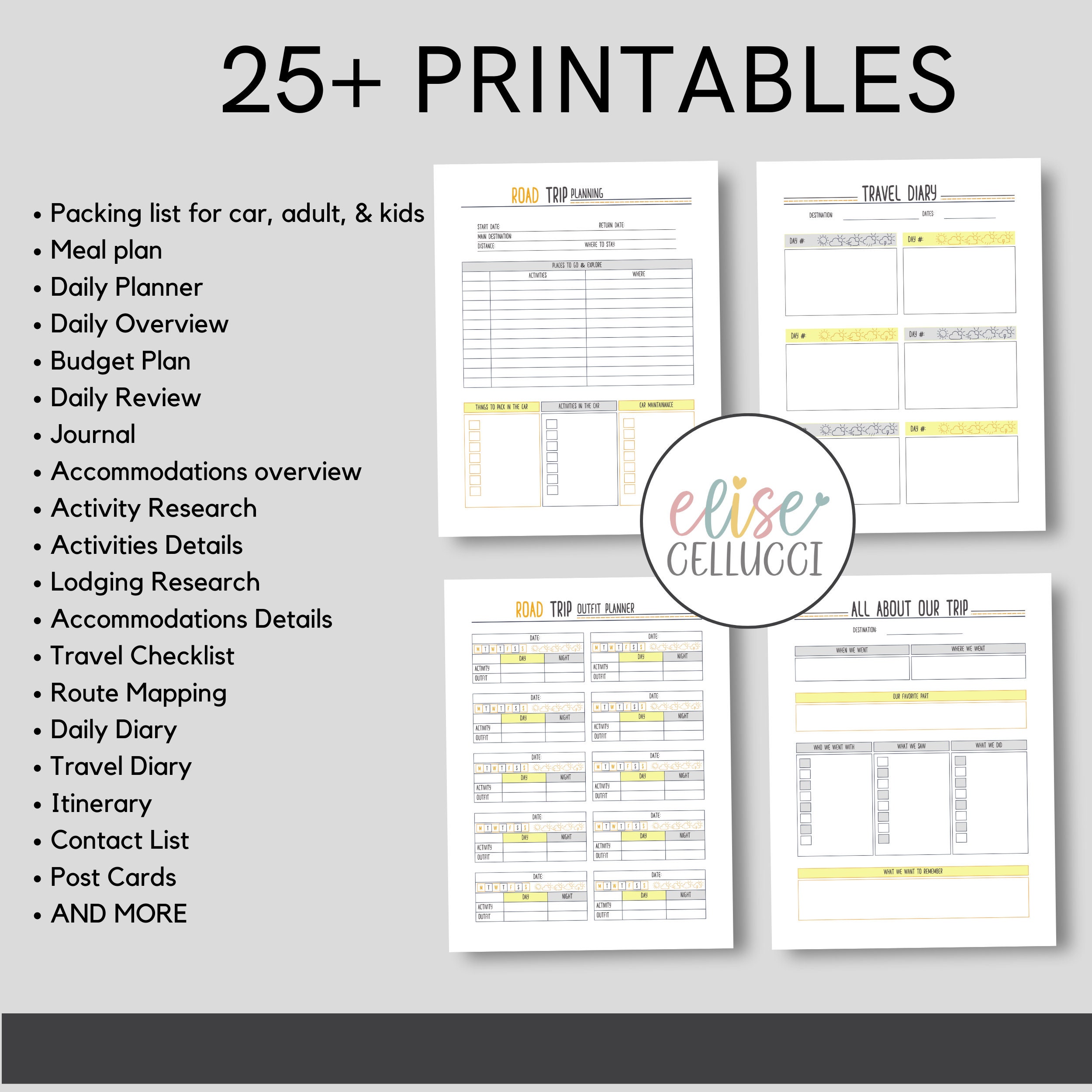 Road Trip Planner Printable Bundle – Instant Download Travel Kit With ...