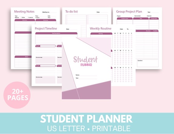 Student Planner Printable Student Planner Undated Study - Etsy