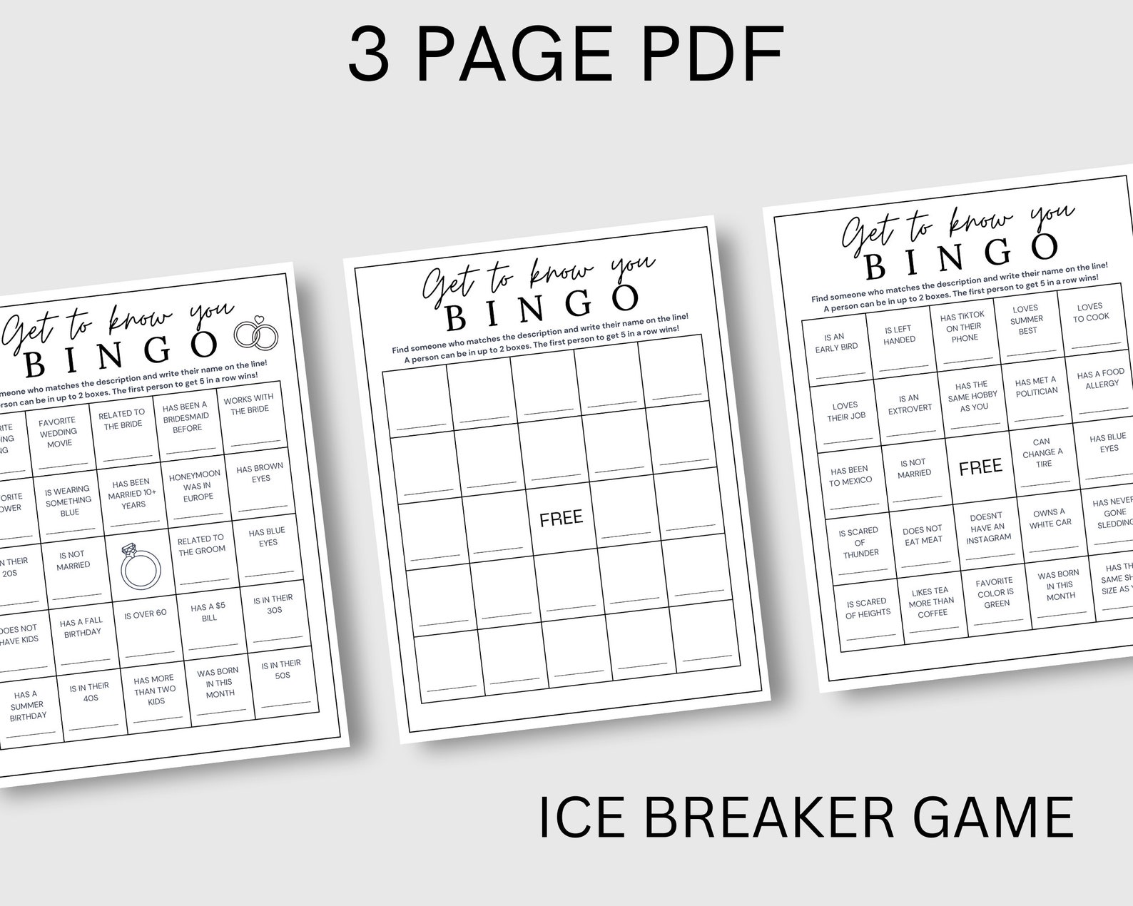 Get to Know You Bingo Game Printable Instant Download, Human Bingo Game ...