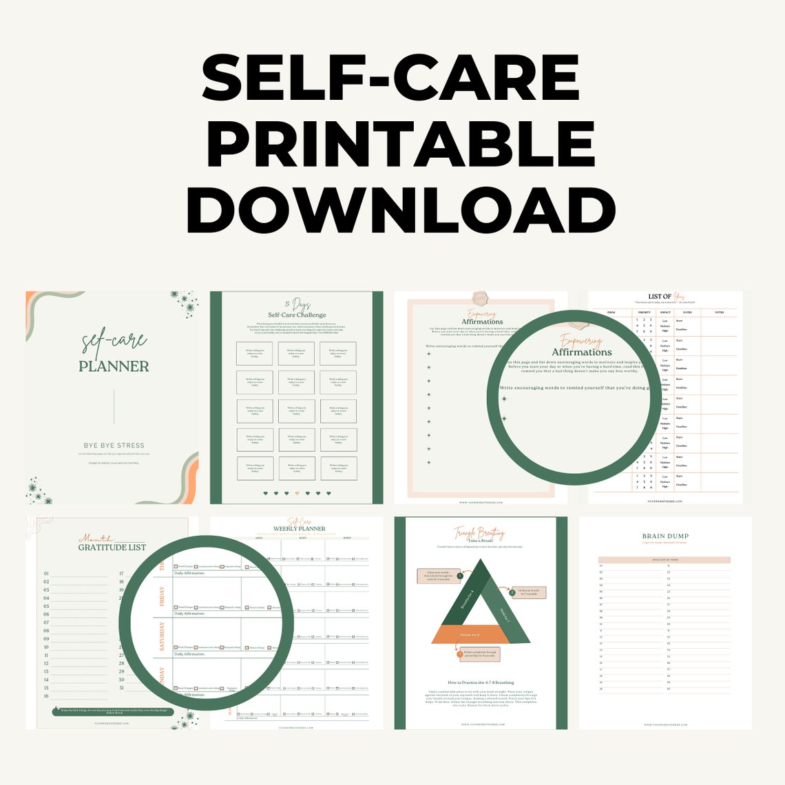 Self Care Planner Printable Self Care Practices Self Care Etsy