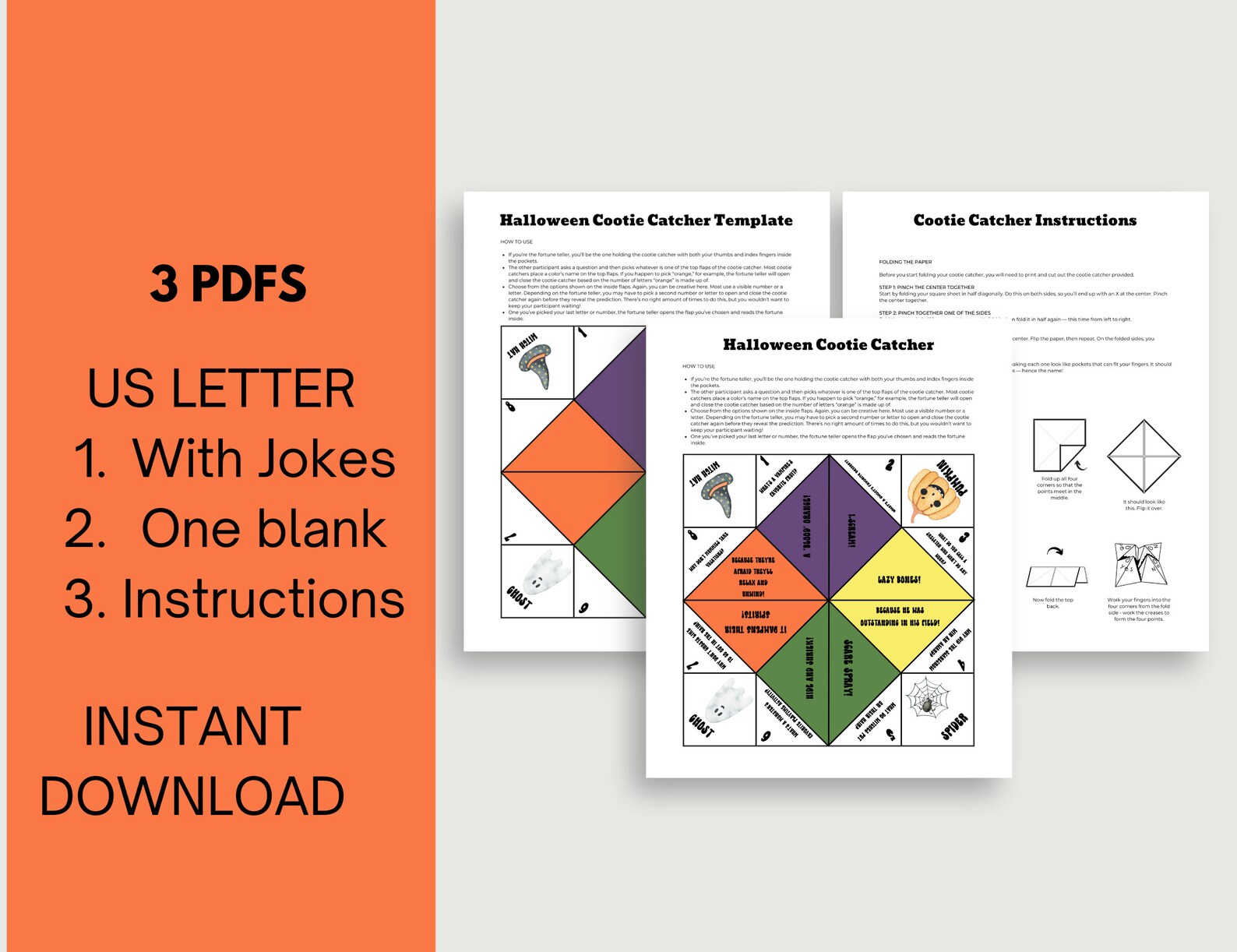Halloween Printable Cootie Catcher Spooky Joke Teller Halloween Game ...