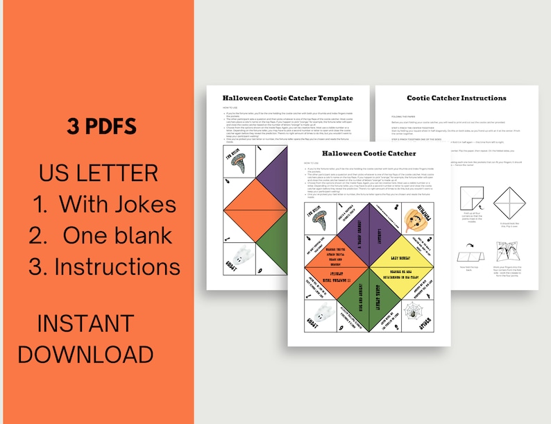 Halloween Printable Cootie Catcher Spooky Joke Teller Halloween Game ...