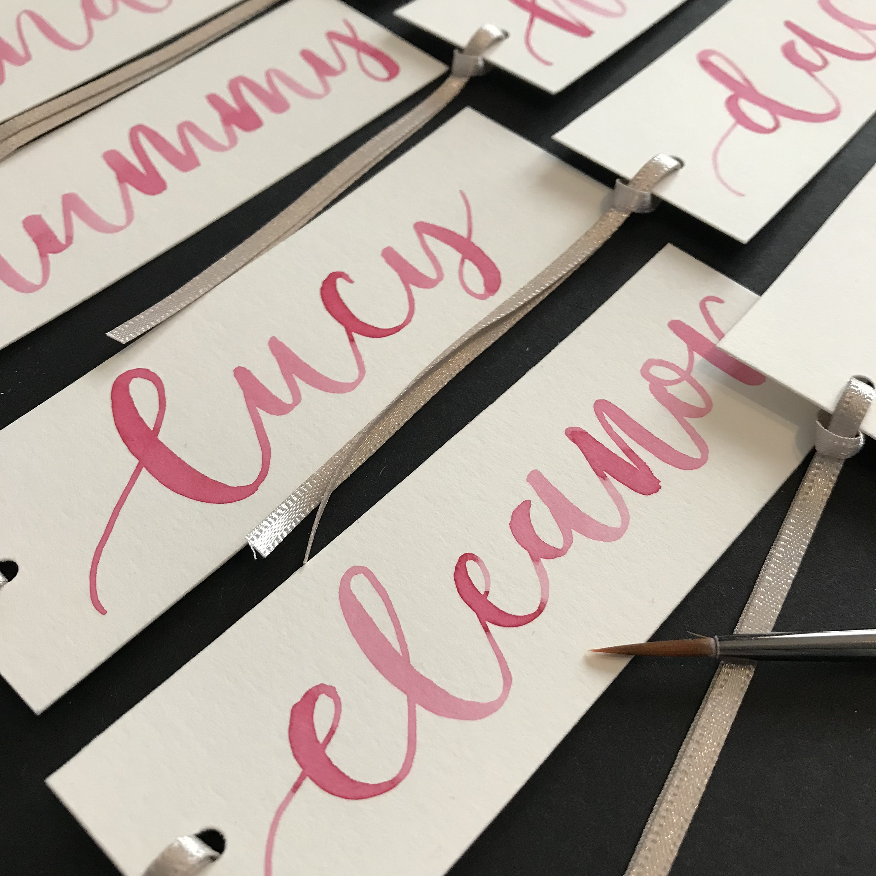 Wedding Watercolour Calligraphy Name Tags With Ribbon - Etsy UK