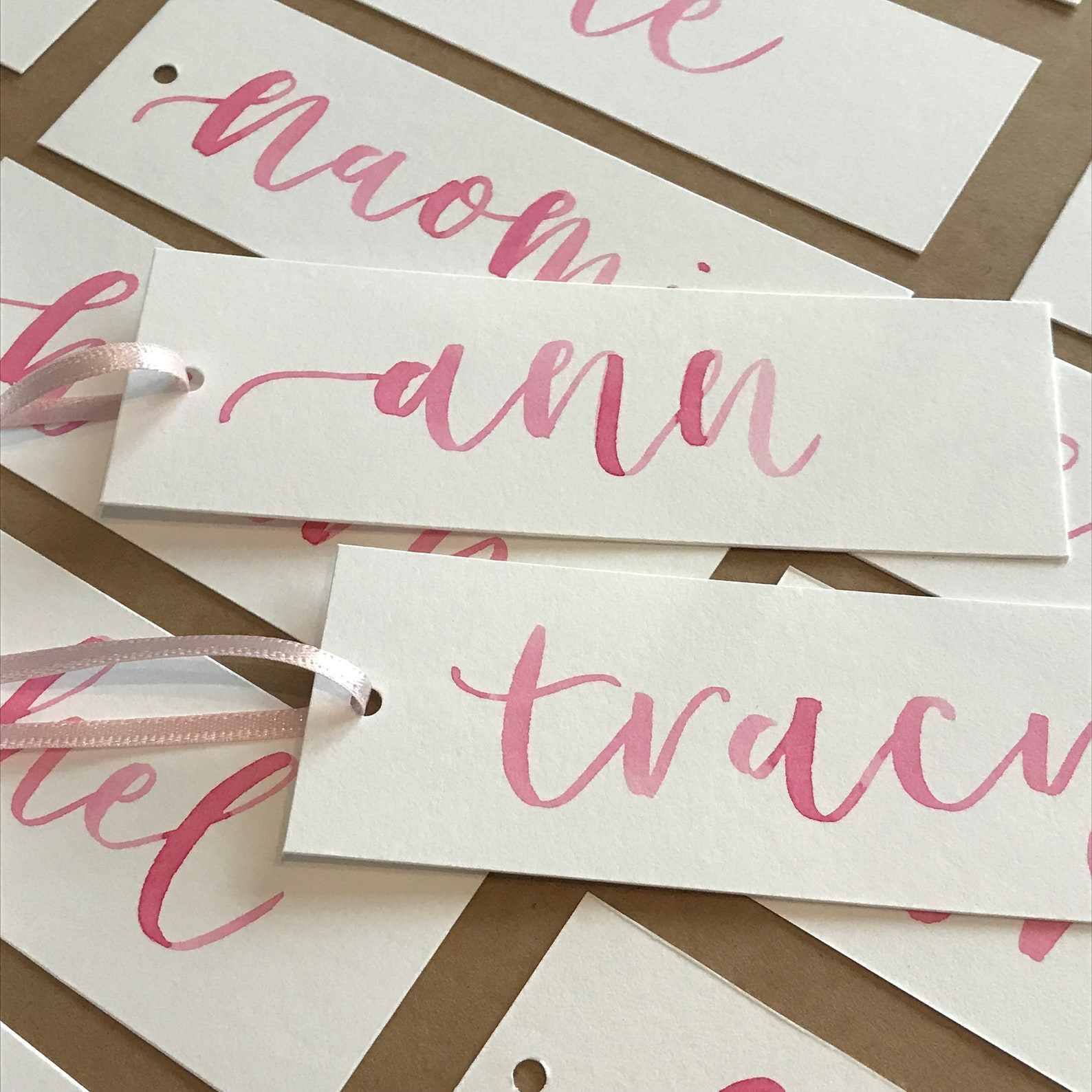 Wedding Watercolour Calligraphy Name Tags With Ribbon - Etsy UK
