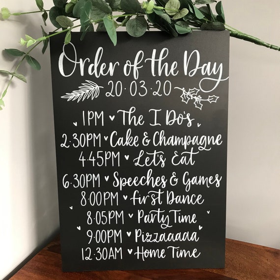 Order of Events A3 Sign / Order of the Day Wedding Sign | Etsy