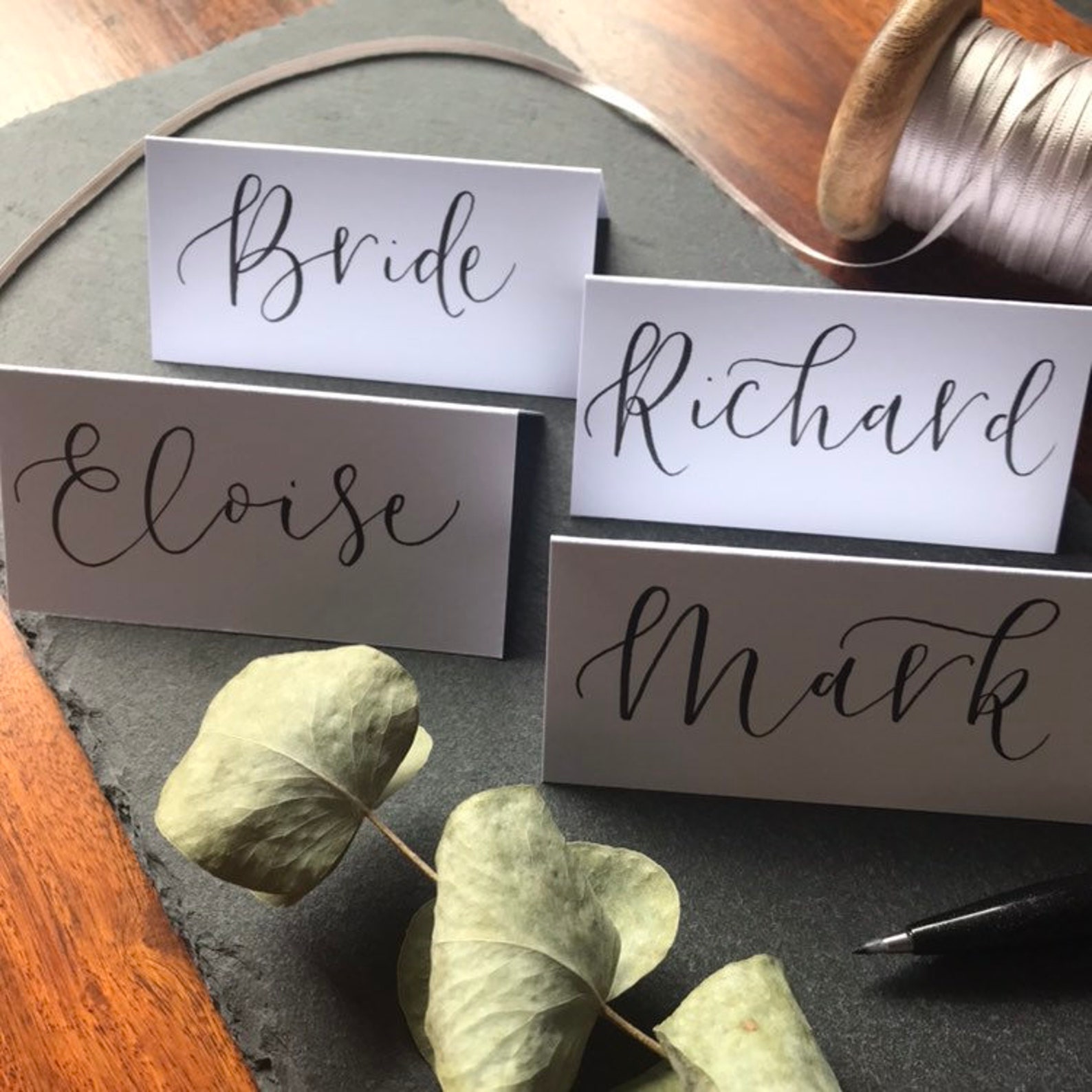 Wedding Place Name Cards Hand Written Tent Fold Place Cards - Etsy UK
