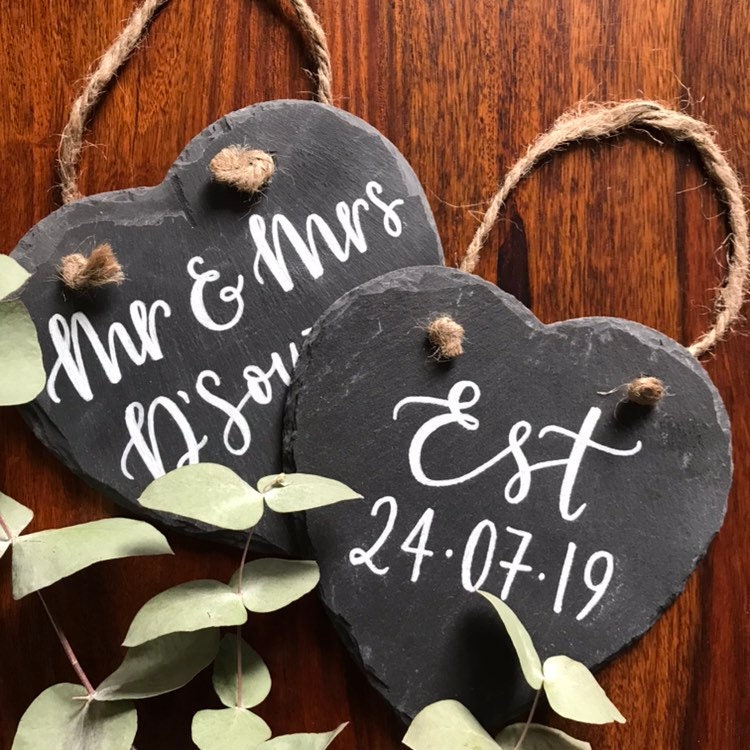 Custom Slate Heart Sign Customised Personalised Hand - Etsy UK