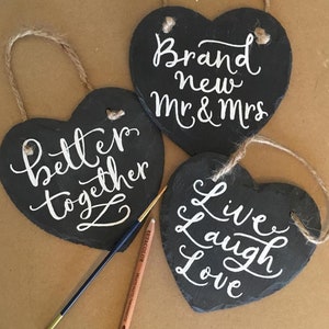 Custom Slate Heart Sign, Customised, Personalised, Hand Painted, Heart ...
