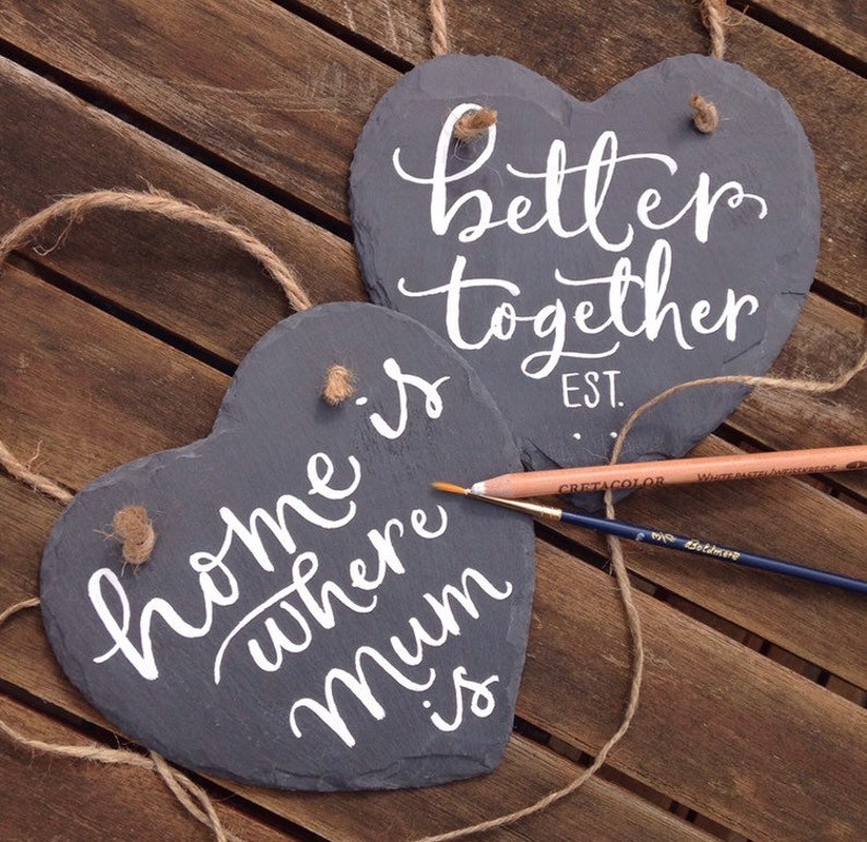 Custom Slate Heart Sign Customised Personalised Hand - Etsy UK