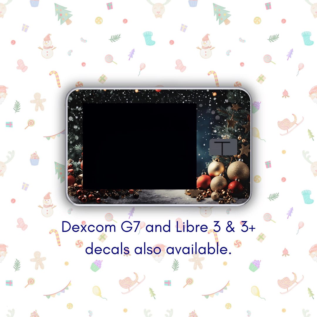 Christmas Decorations Decal/skin for Tandem Tslim, Dexcom G7 and Libra ...
