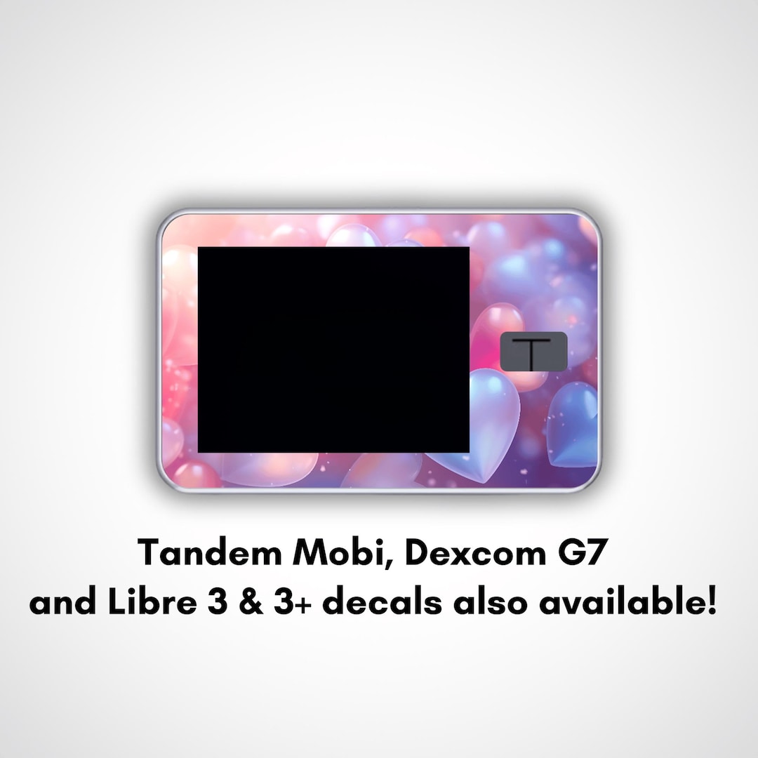 Tandem T:slim, Mobi, Dexcom G7 and Libre 3 & 3+ Floating Hearts Decal ...