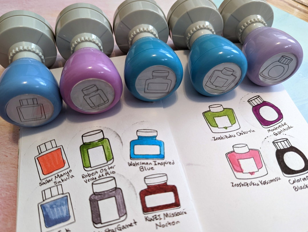 Ink Bottle Pre-inked Stamp (round) - Etsy