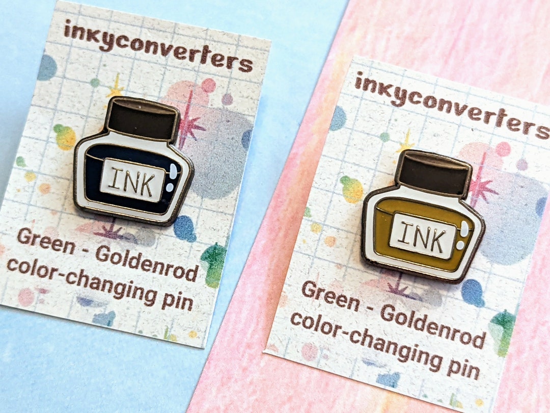 COLOR CHANGING Green - Yellow | Ink Bottle Enamel Pin - Etsy