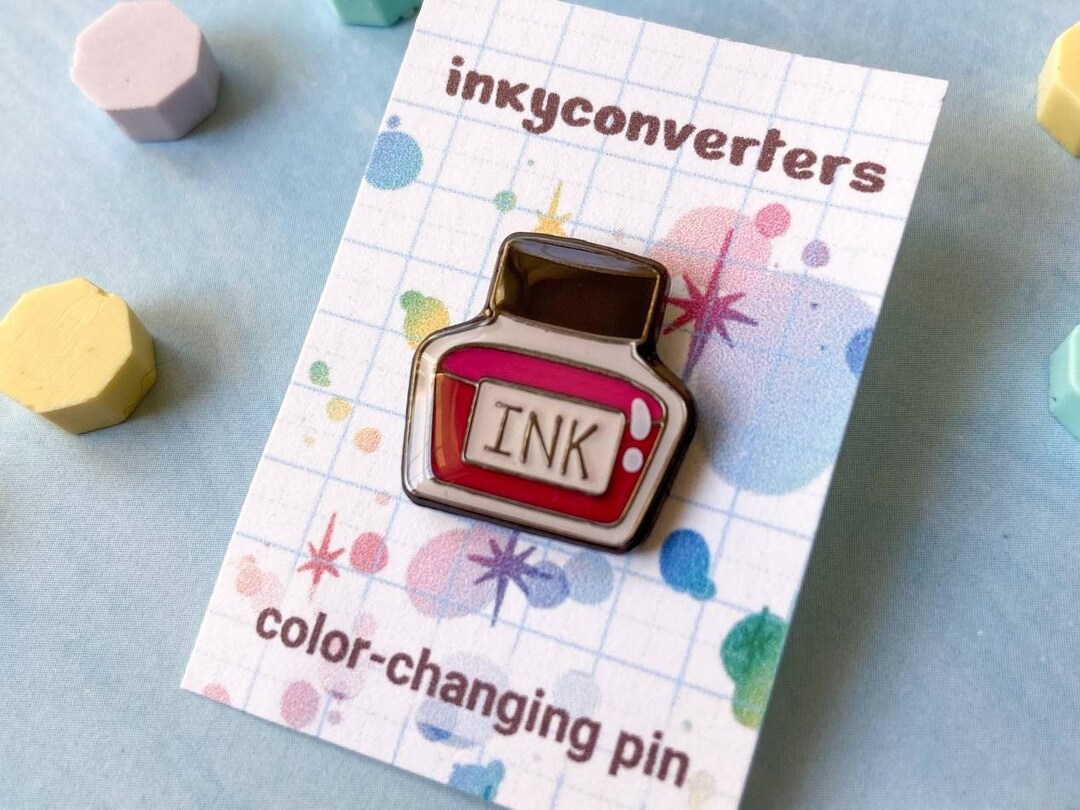 COLOR CHANGING Blue - Pink | Ink Bottle Enamel Pin - Etsy