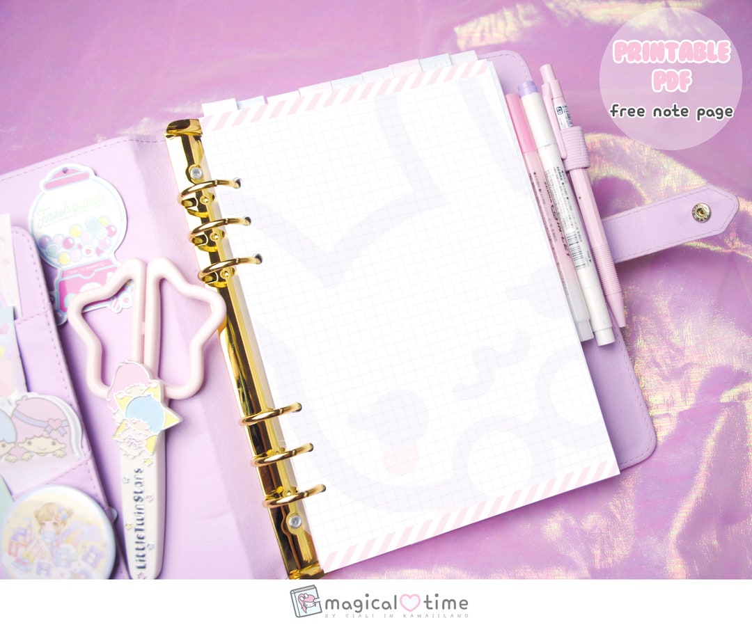 Kawaii A5 Printable Note - Cute Bunny - Squared Refill - Free Notes ...