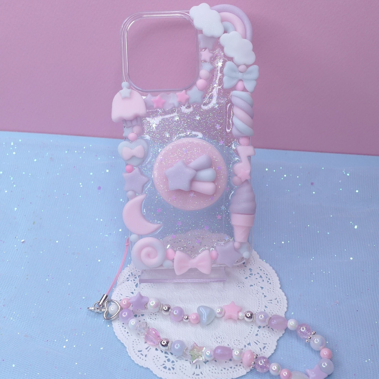 Kawaii Decoden Phone Case - Fairy Lovely Back Case - for iPhone 16 - 15 ...