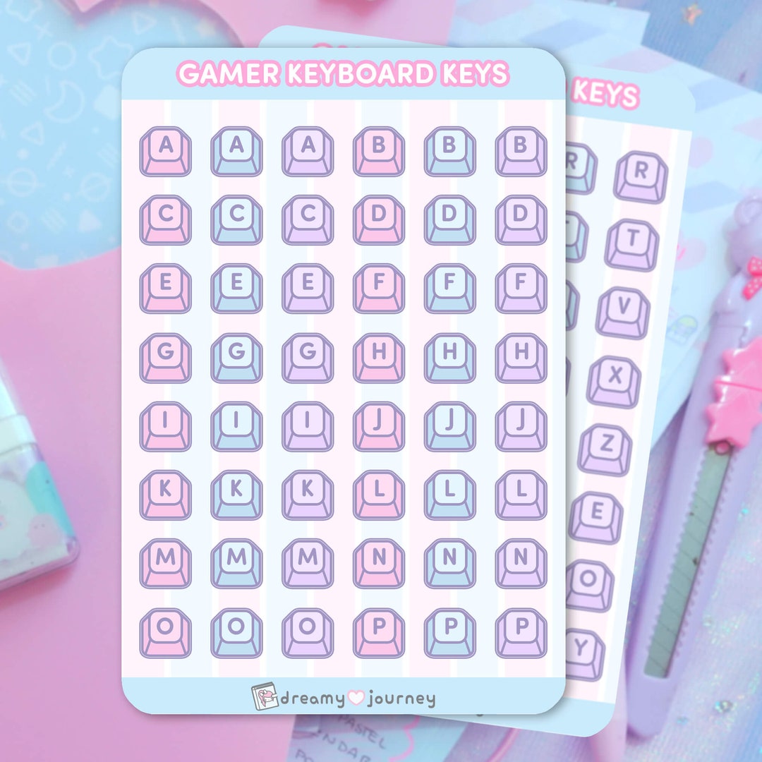 Kawaii Pastel Keyboard Keys Stickers Sheet | Set of 2 | Cute Alphabet ...