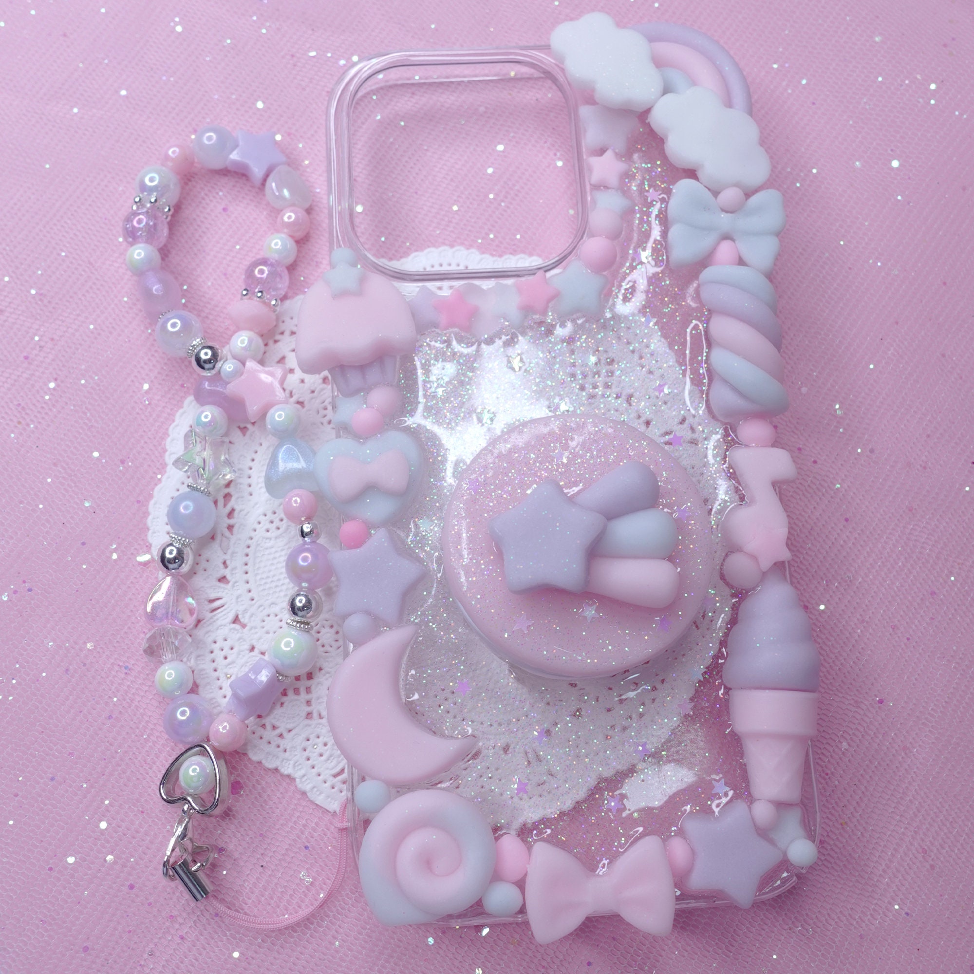 Kawaii Decoden Phone Case - Fairy Lovely Back Case for iPhone 17 - 16 ...