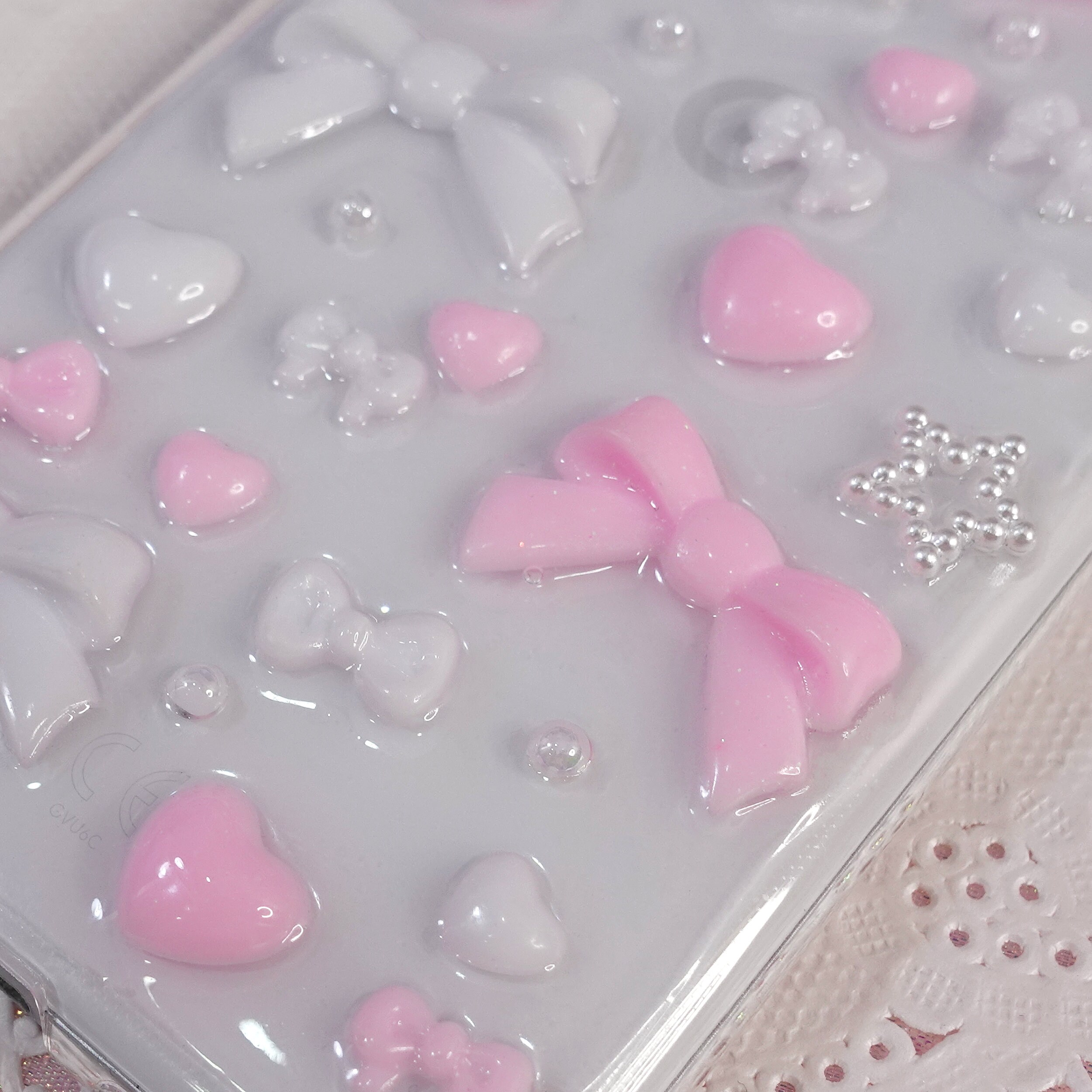 Kawaii Coquette Decoden Case With Pink & White Bows and Hearts – for ...