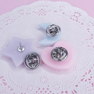 Set of 3 Kawaii Pins | Star Heart Moon Pin | Cute Brooch | Gift for ...