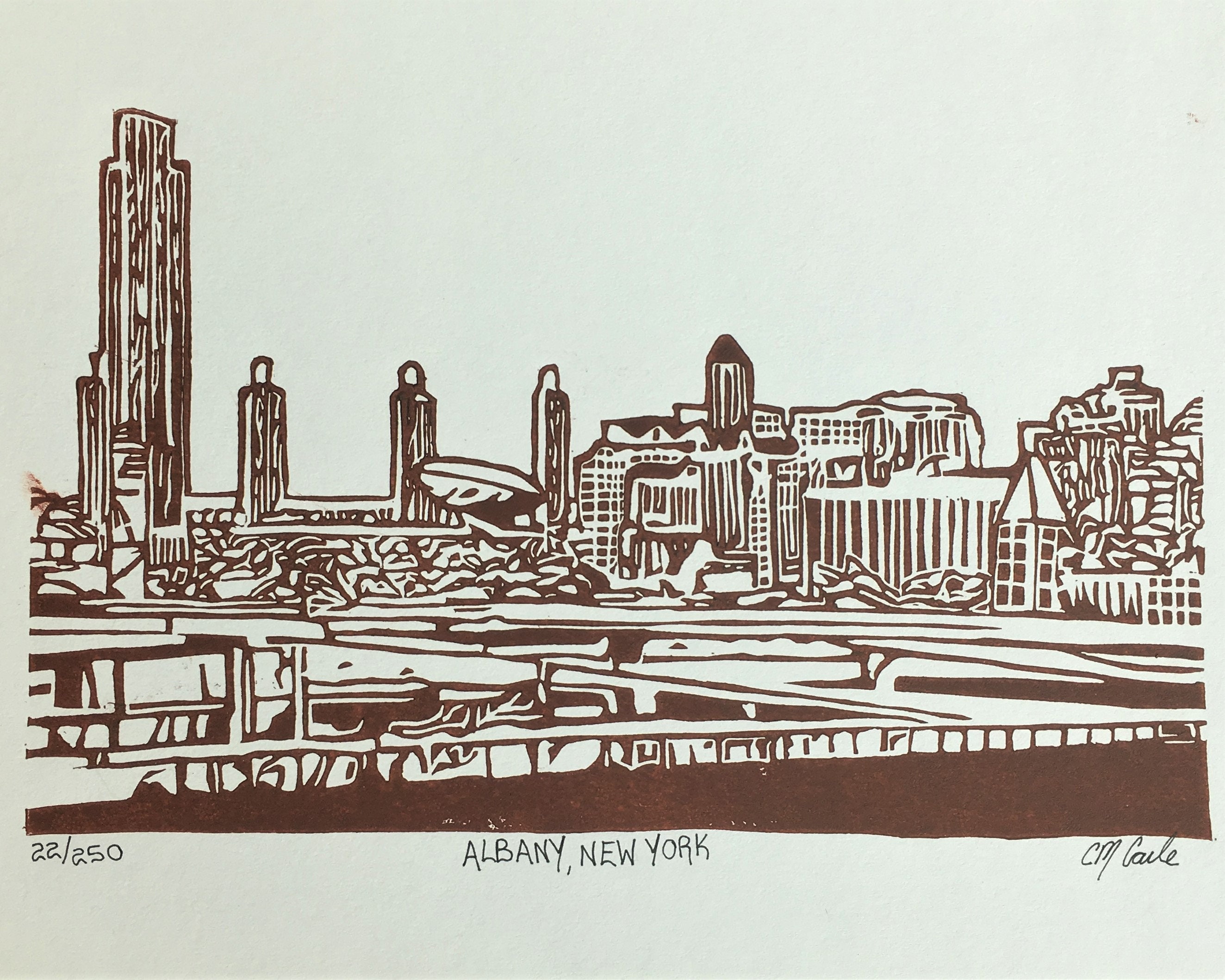 Albany, New York Linoleum Block Print - Etsy