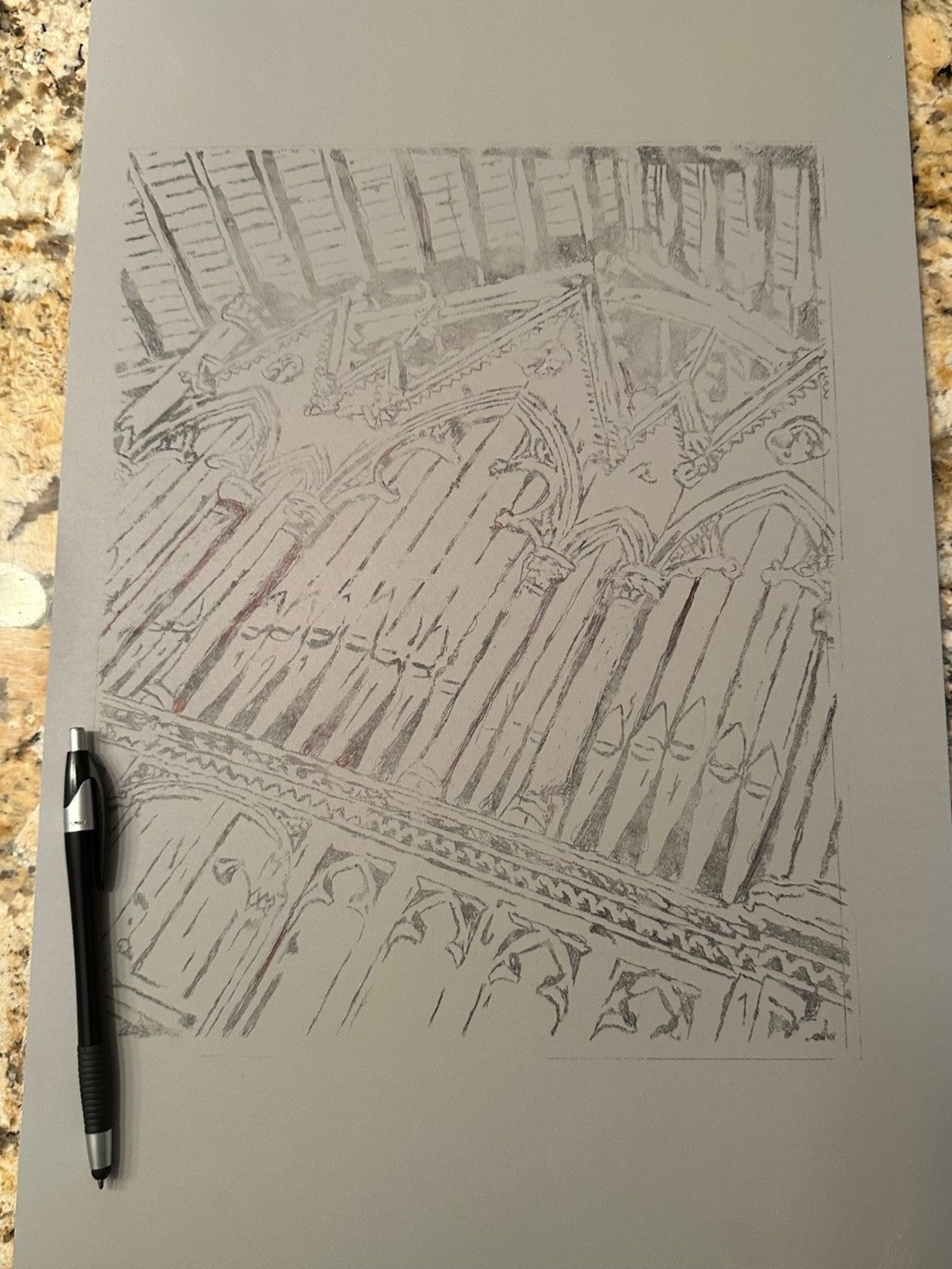 Davis Ferris Tracker Organ, Round Lake, New York Linoleum Block Print ...