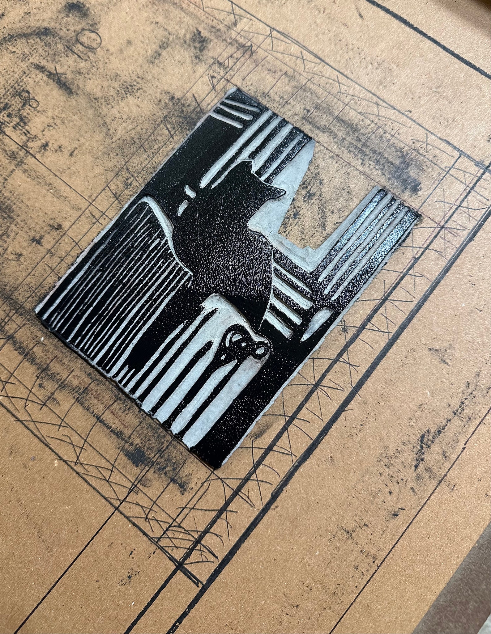 Black Cat in Window Linoleum Block Print, 5 X 7 - Etsy