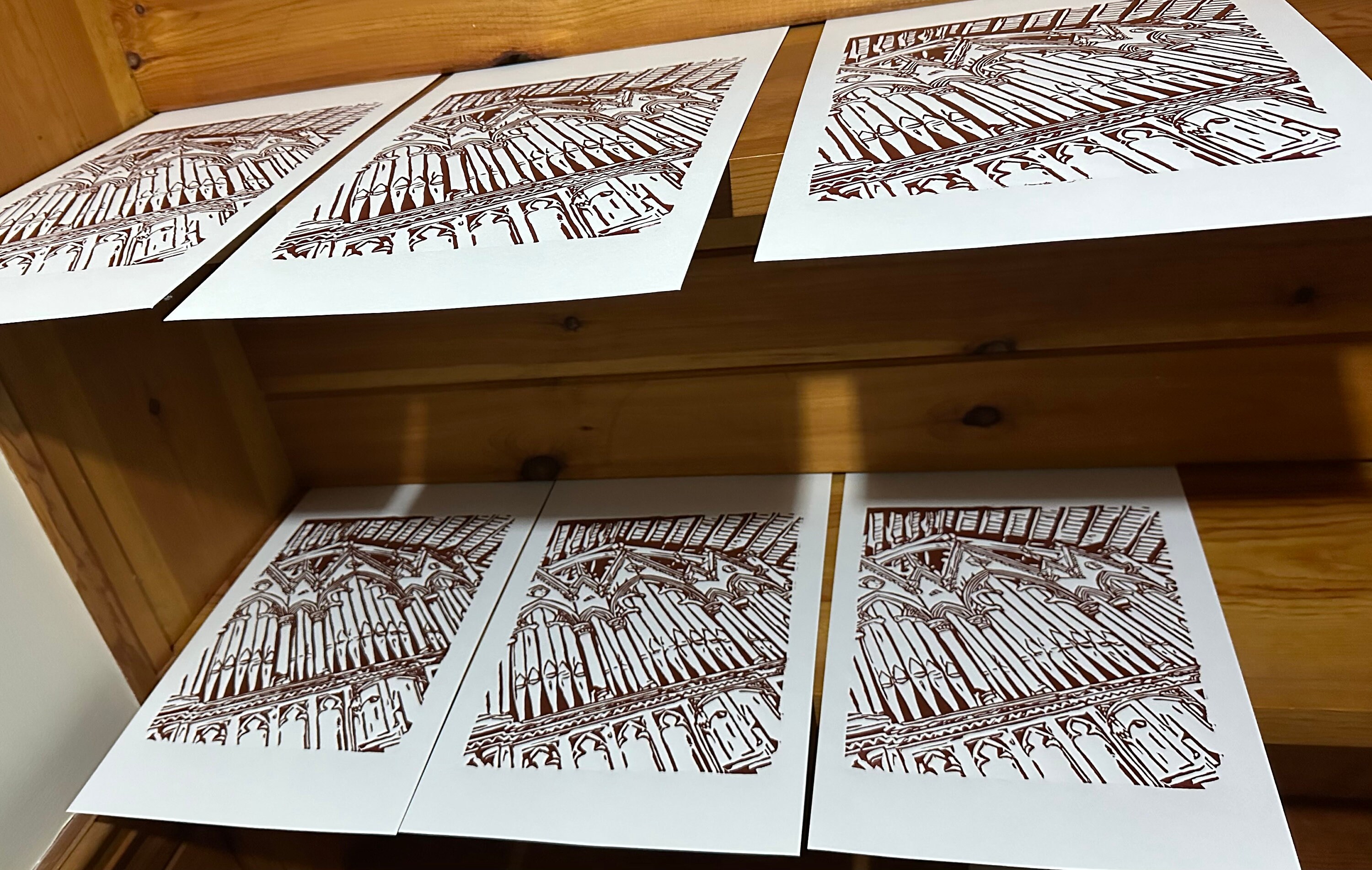 Davis Ferris Tracker Organ, Round Lake, New York Linoleum Block Print ...