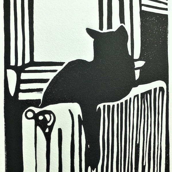 Cat Block Print - Etsy
