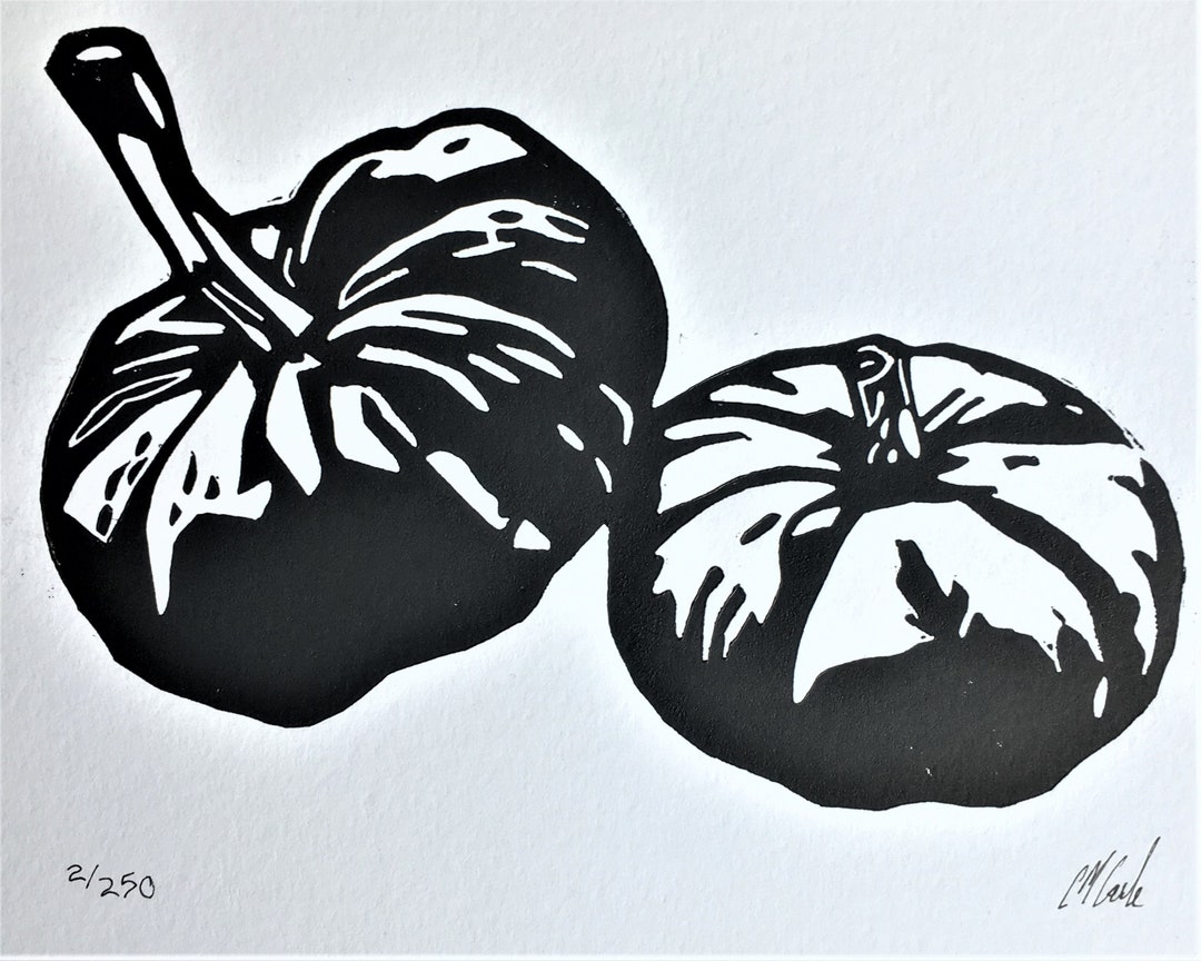 Gourds, Pumpkins Linoleum Block Print - Etsy
