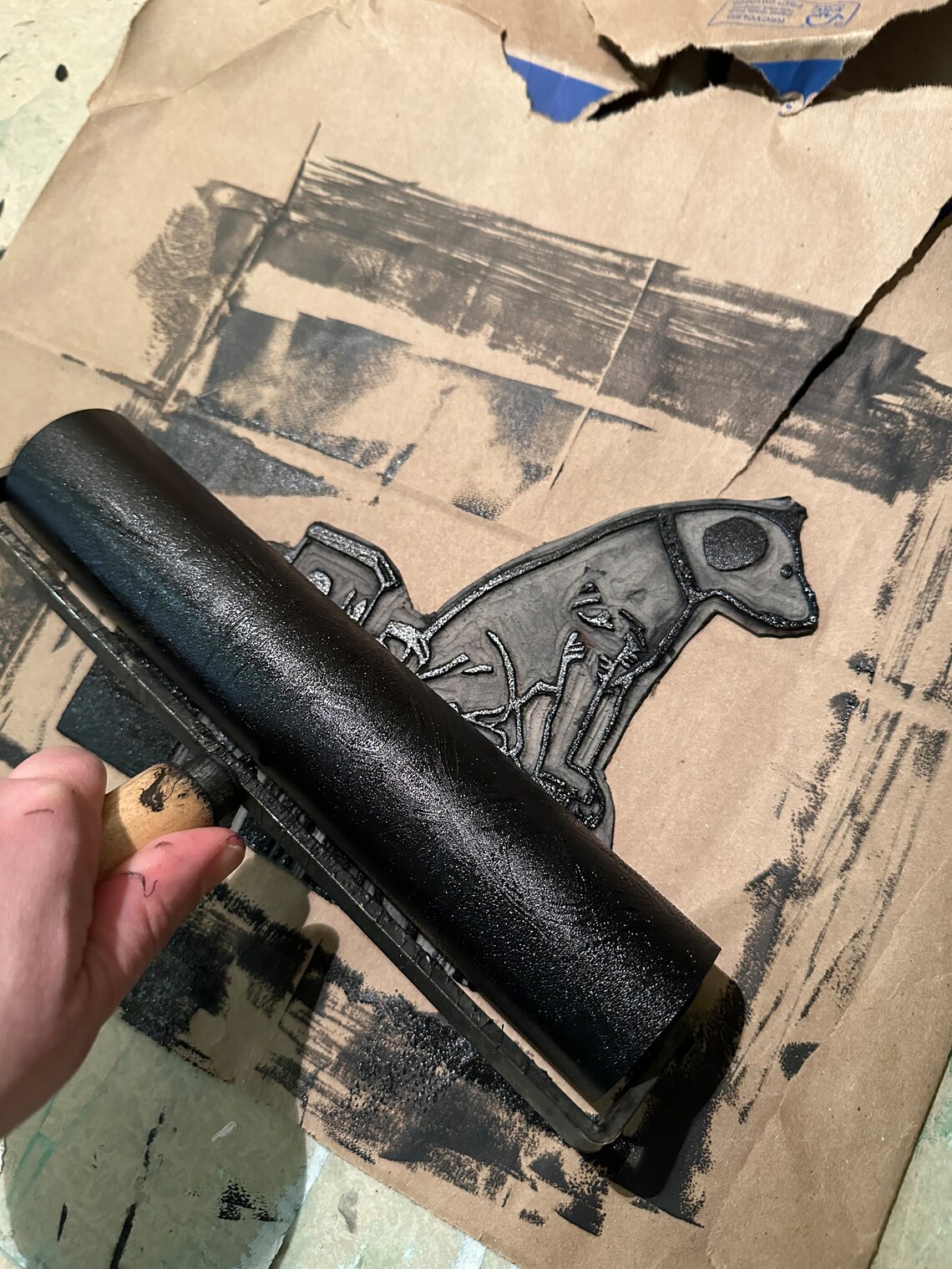 Nipper Linoleum Block Print - Etsy