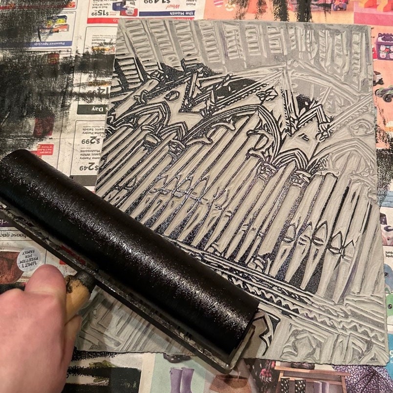 Davis Ferris Tracker Organ, Round Lake, New York Linoleum Block Print ...