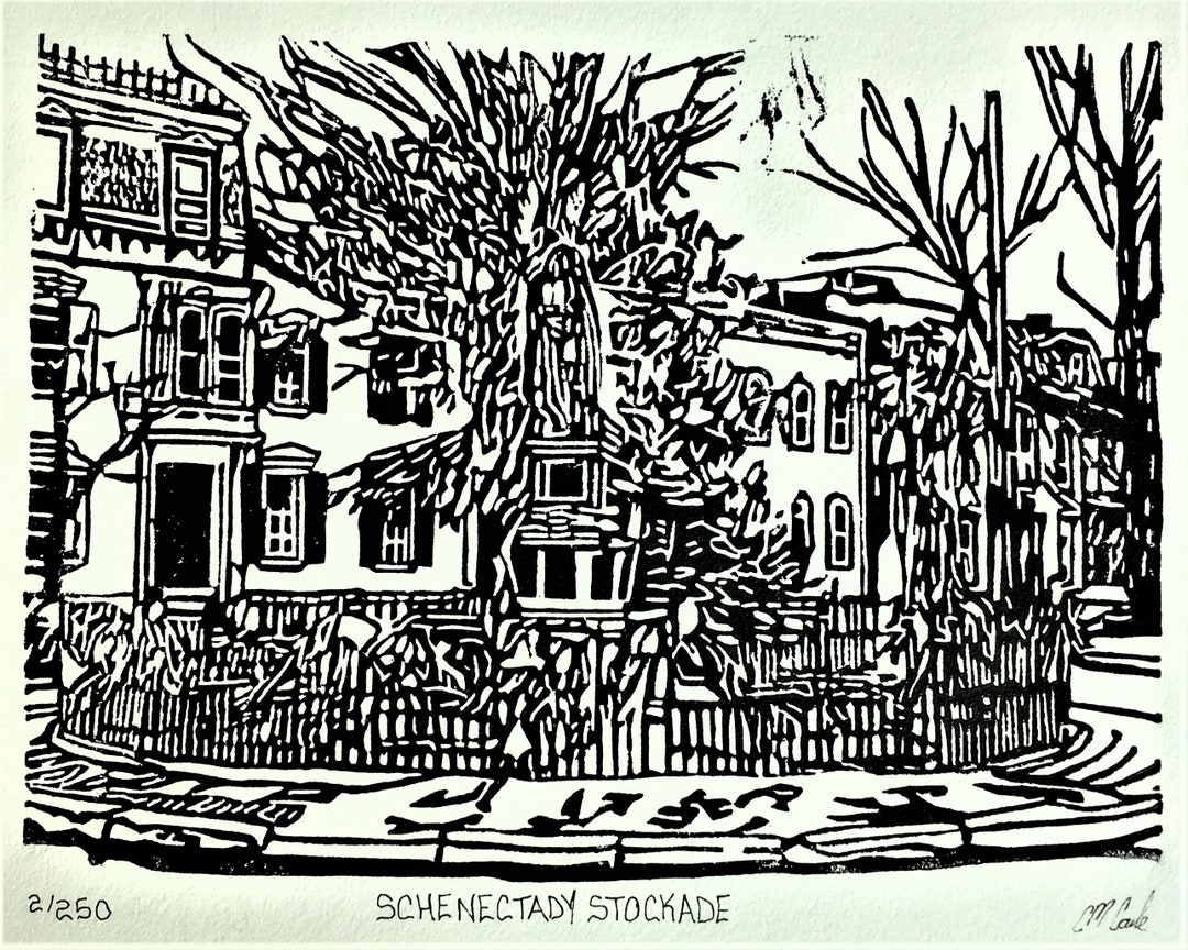 Schenectady Stockade Historic District Linoleum Block Print, 8x10 - Etsy